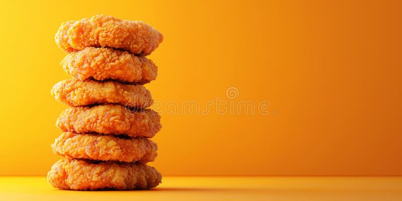 Stacked Pile of Crispy Chicken Pieces Like a Tower Stock Photo - Image ...