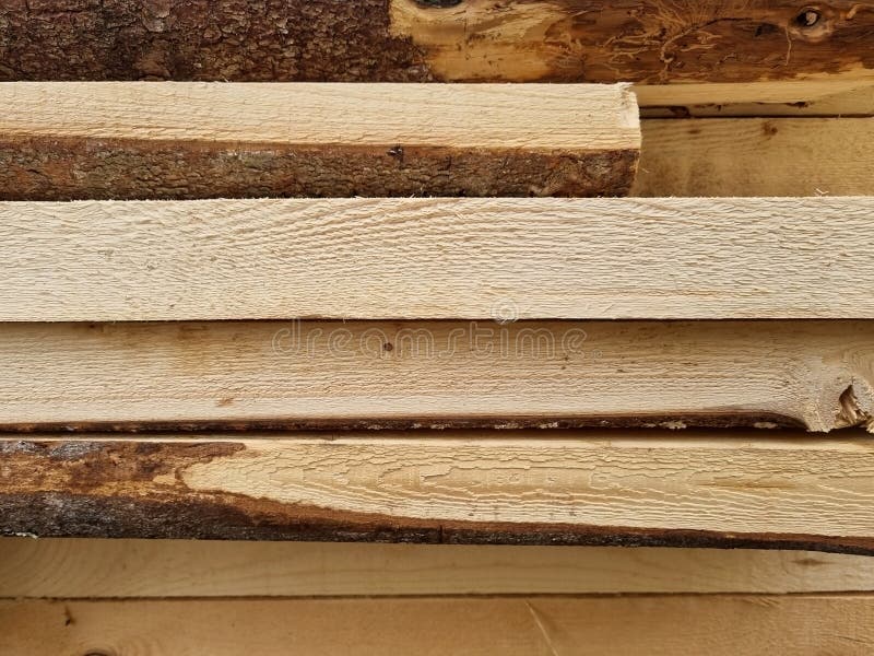 Stacked Pine Boards. Low Quality Lumber Stock Photo - Image of closeup ...