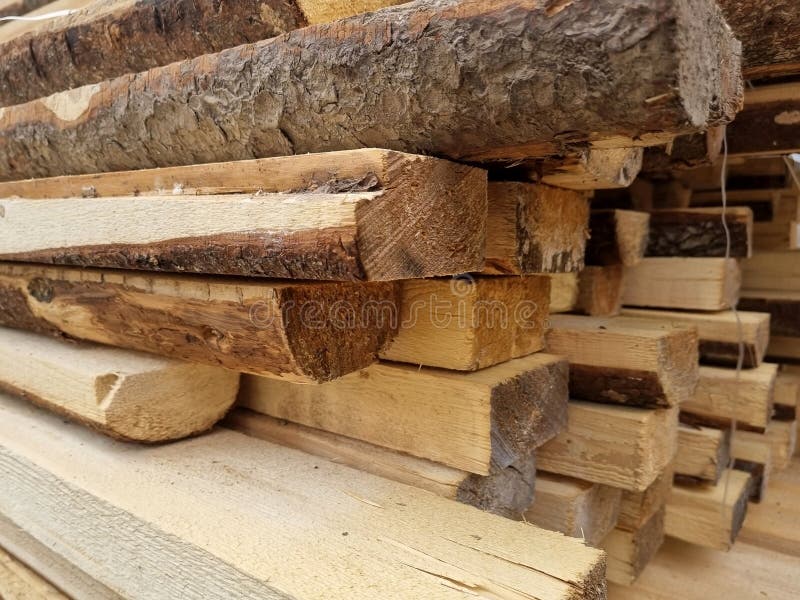Stacked Pine Boards. Low Quality Lumber Stock Image - Image of boards ...