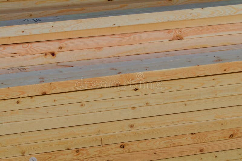 Stacked Pine Planks Side View Stock Photo - Image of industry, side ...