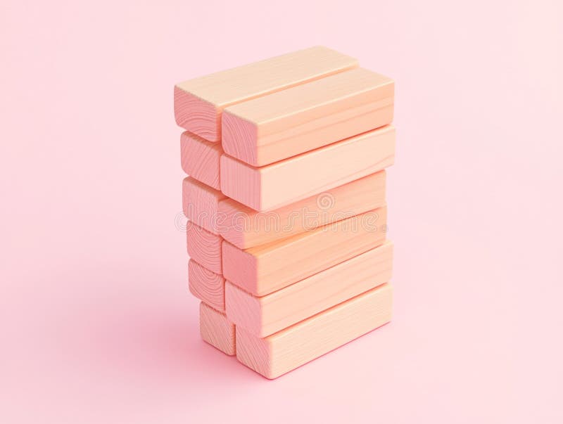 Stacked Pink Wooden Blocks Building Blocks Construction Pink Background ...
