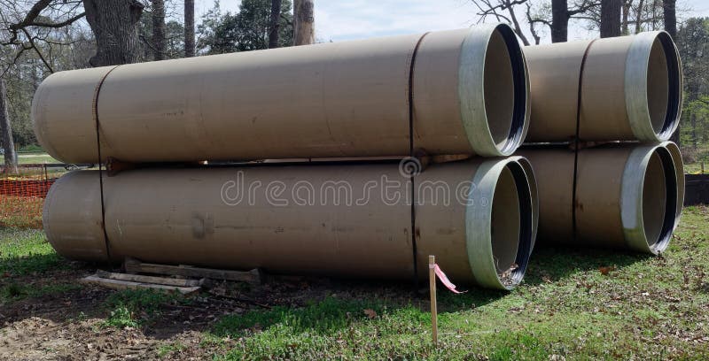 Construction site pipes stock image. Image of stack - 187559713