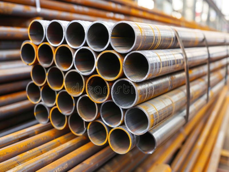 Stacked pipes stock image. Image of construction, generated - 382919651