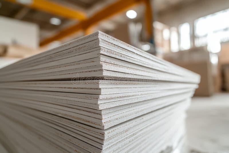 Stacked Plasterboard Panels Await Use in a Construction or Renovation ...