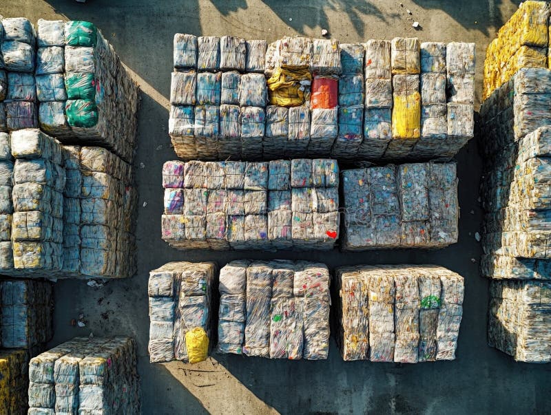 Stacked Plastic Bales stock photo. Image of container - 379449694