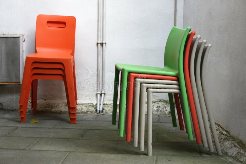 Stacked Plastic Chairs - Functional, Versatile Seating Solution. Ideal ...