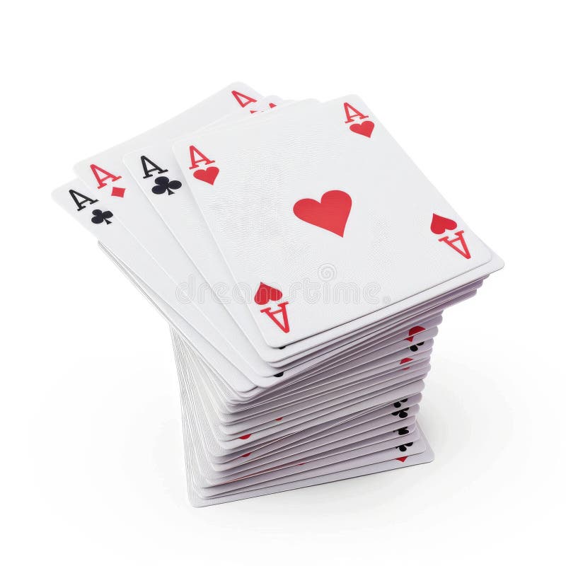 Four Aces Playing Cards Stack, White Background Stock Illustration ...