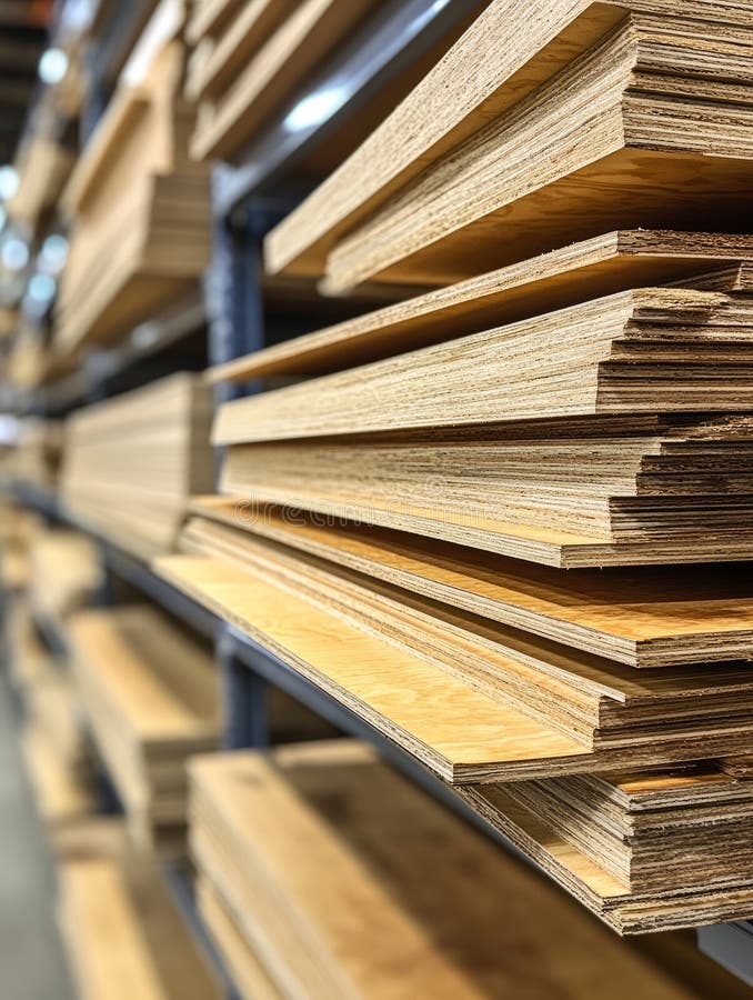Stacked Plywood Sheets in a Hardware Store. Stock Photo - Image of ...