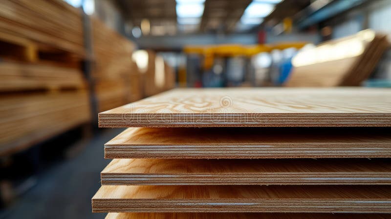 Stacked Plywood Sheets in a Warehouse Setting. Stock Photo - Image of ...