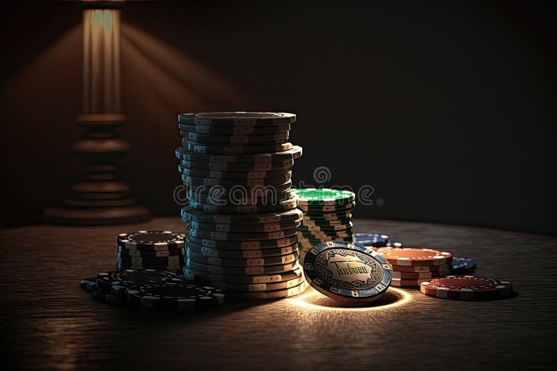 Stacked Poker Chips on a Table in Dim Lighting. Ai Generative Stock ...