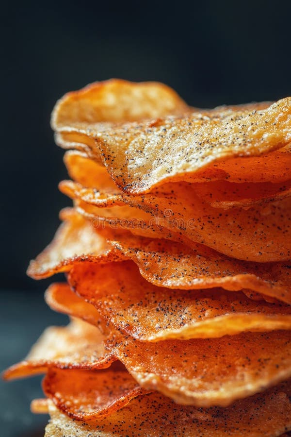 Stacked Potato Chips stock photo. Image of presentation - 374665038