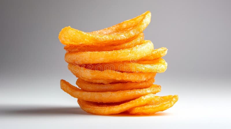 Stacked Potato Chips on Isolated Background for Snack Advertising Stock ...