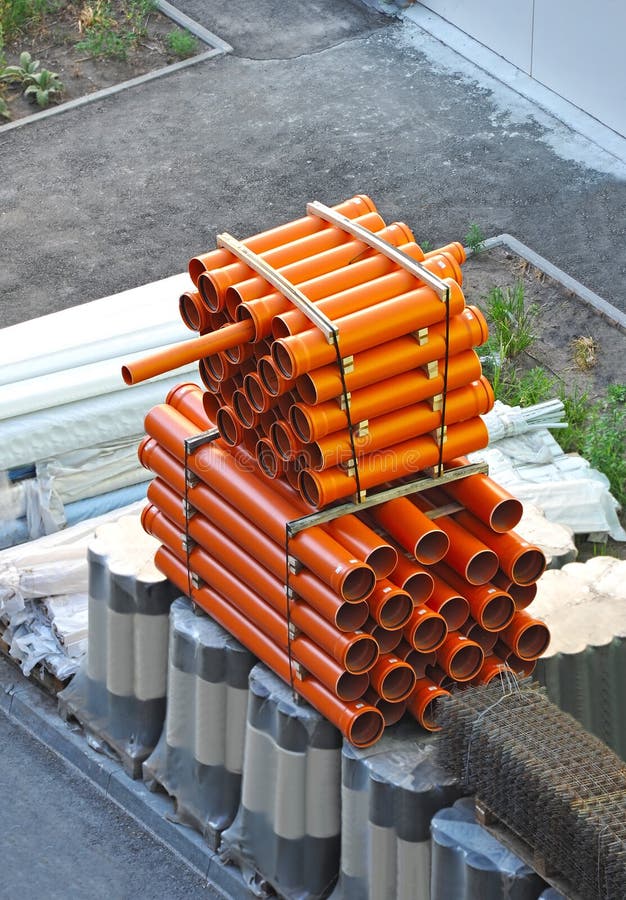 Stacked PVC pipe stock image. Image of drainage, industry - 210758523