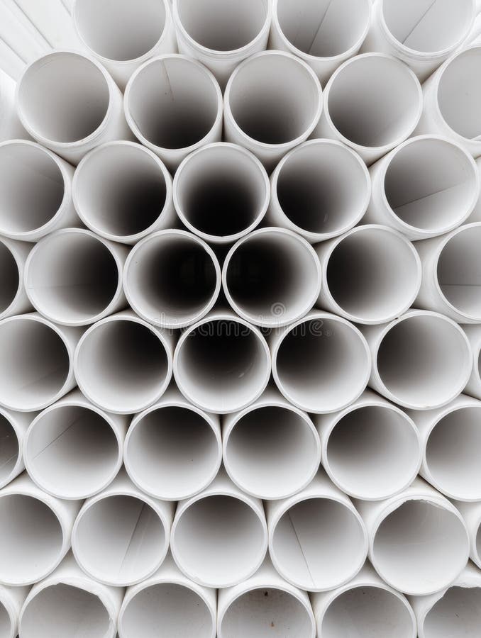Stacked PVC Pipes Arranged in a Triangle Formation with a White Upper ...