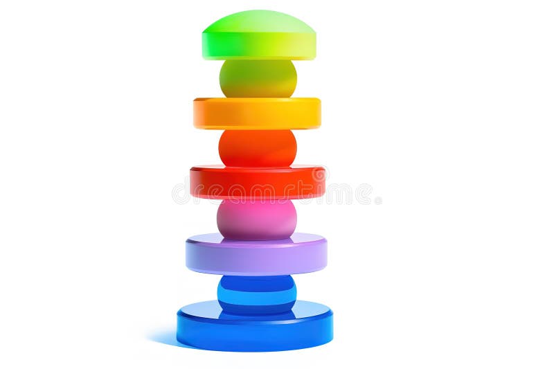 Rainbow Stacking Rings Toy Abstract Background Image Stock Illustration ...