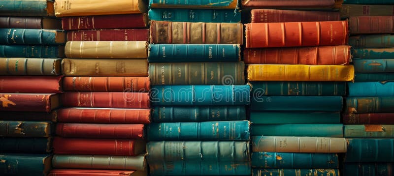 A Stacked Rainbow of Colorful Books on a Shelf Stock Photo - Image of ...