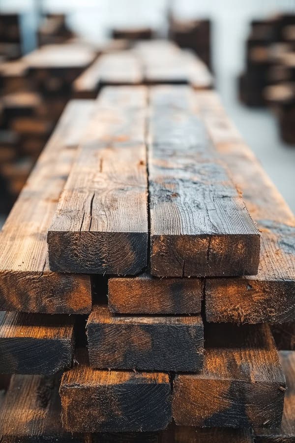 Stacked Reclaimed Wood Timber, Rustic Lumberyard Inventory, Building ...