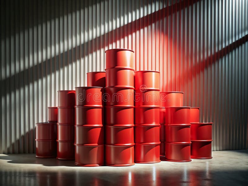 Stacked Red Barrels a Stunning 3D Render of Industrial Design Perfect ...