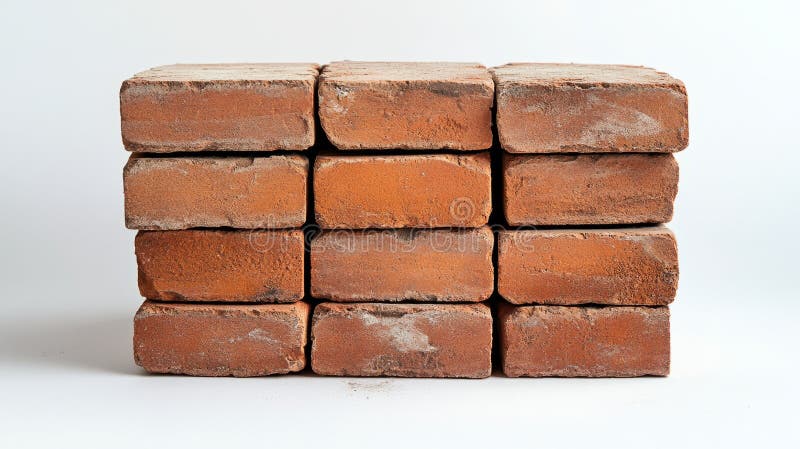 Stacked Red Bricks Against a White Background. Stock Image - Image of ...