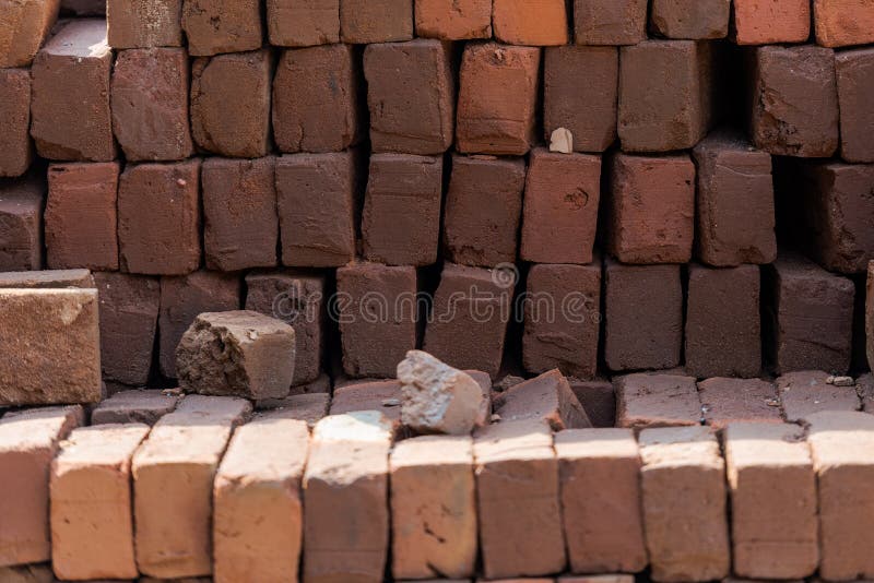 Stacked Red Bricks Ready To Use for Construction Stock Photo - Image of ...