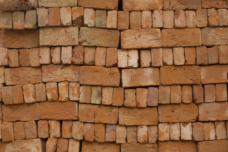 A Stacked Red Bricks with Rough Roughness Stock Photo - Image of ...