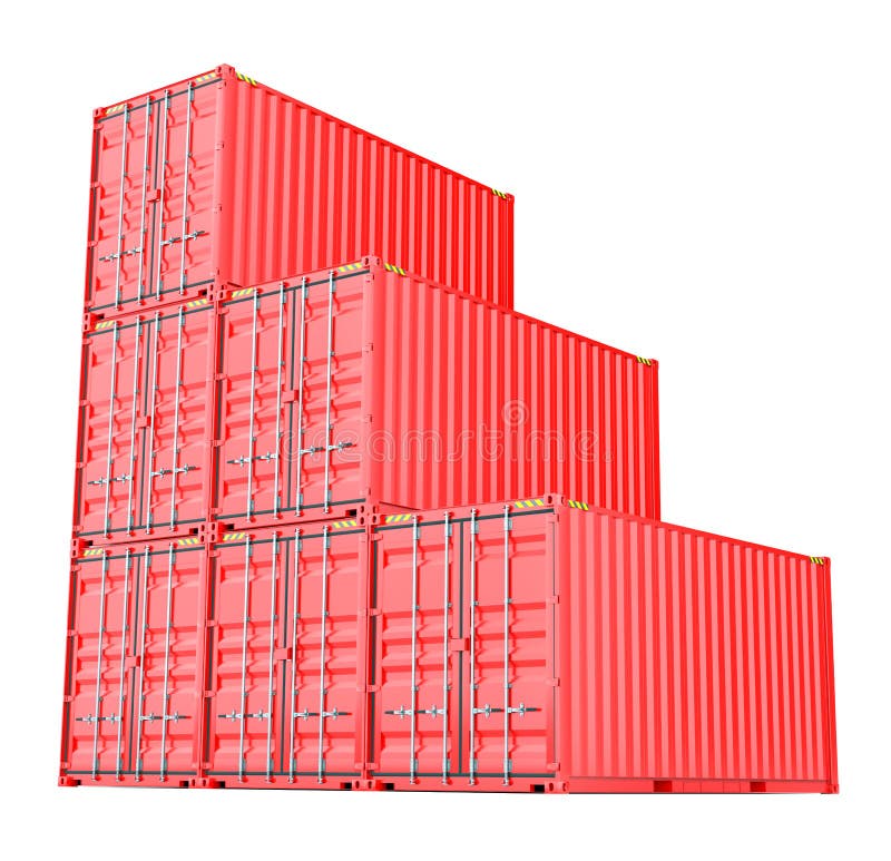 Stacked Red Cargo Containers Over White Stock Illustration ...