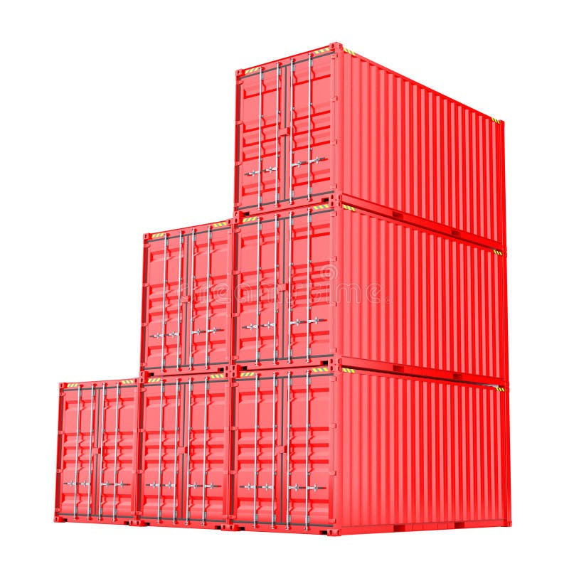 Stacked Red Cargo Containers Over White Stock Photo - Image of industry ...