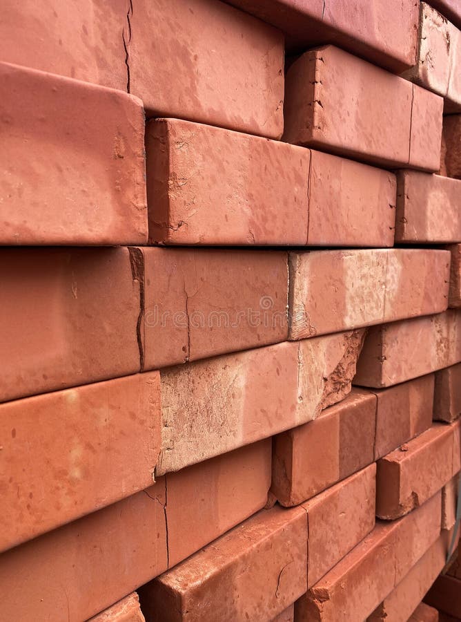 Stacked Red Clay Bricks for Construction Stock Image - Image of ...