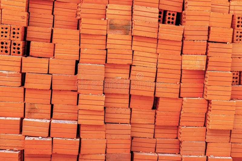 Stacked Red Clay Bricks for Construction Projects Stock Photo - Image ...