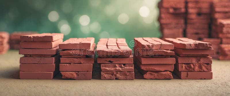 Stacked Red Clay Bricks on a Soft Ground Under Natural Light with ...