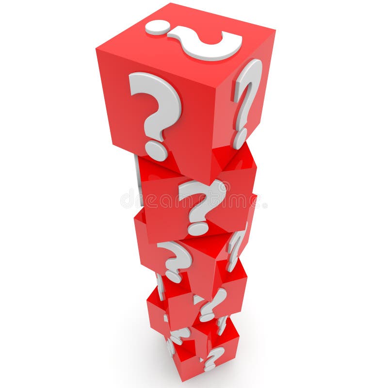 Stacked Red Cubes with Question Mark Concept Stock Illustration ...