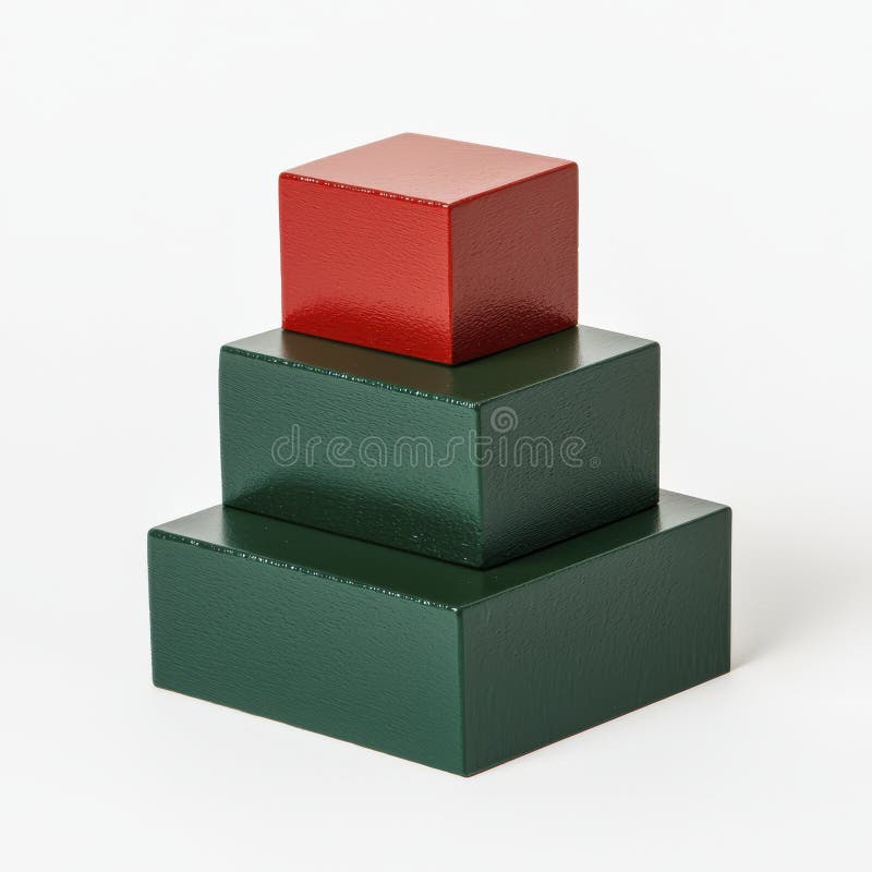 Stacked Red and Green Rectangular Boxes on White Background Stock ...