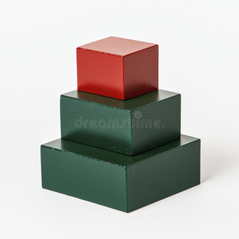 Stacked Red and Green Rectangular Boxes on White Background Stock ...