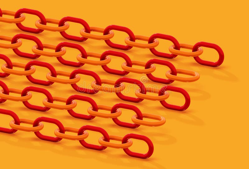 Stacked Red and Orange Chain Links on Orange Stock Illustration ...
