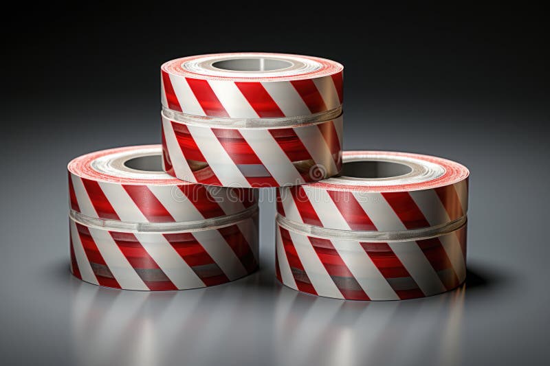 Stacked Red and White Striped Tape Stock Image - Image of yellow ...