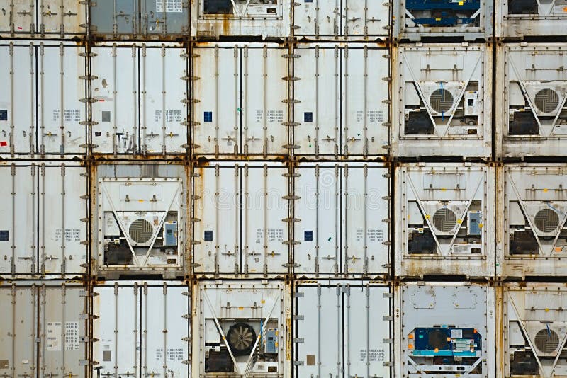 Stacked Refigerated Containers Stock Image - Image of logistics, dock ...