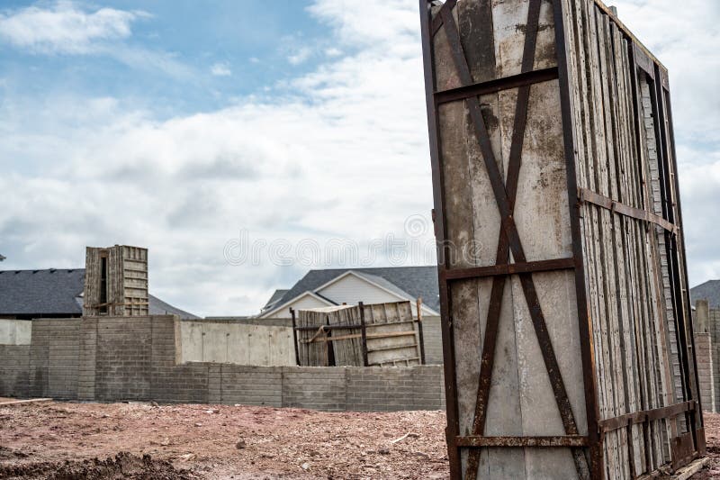 Stacked Removable Concrete Forms for a Basement at a Residential Home ...