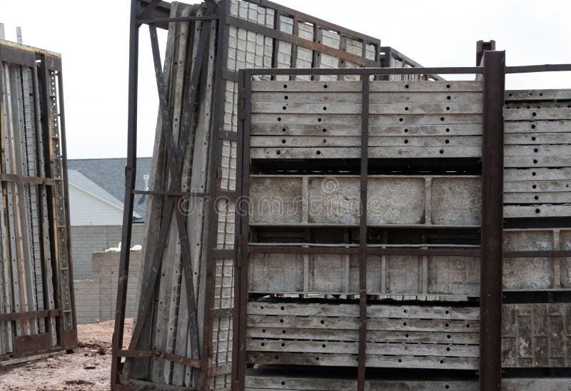 Stacked Removable Concrete Forms for a Basement at a Residential Home ...