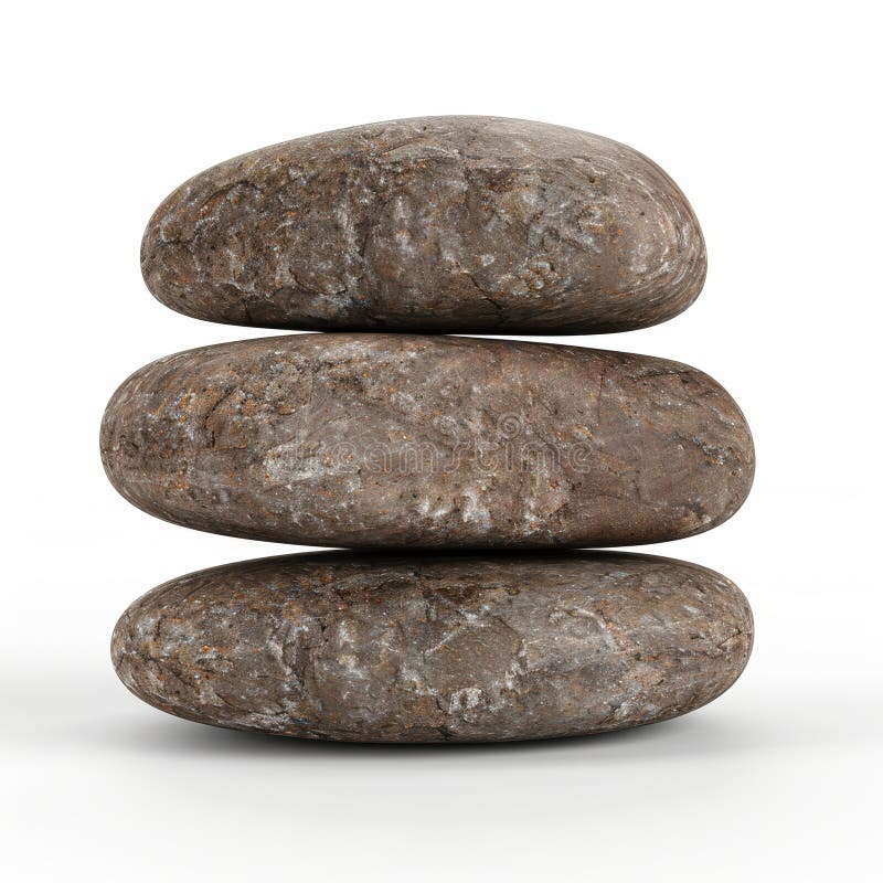 Stacked River Rocks on White Background Stock Illustration ...