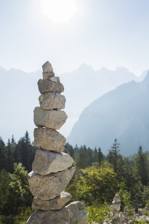 Stacked rock tower stock image. Image of mountain, background - 61616715