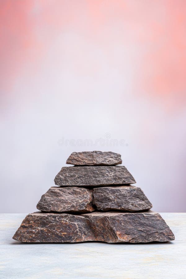 Stacked Rocks Against Pink Gradient Background Stock Illustration ...