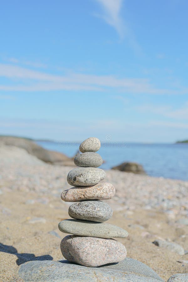 Stacked Rocks Balancing, Stacking with Precision. Stone Tower on the ...
