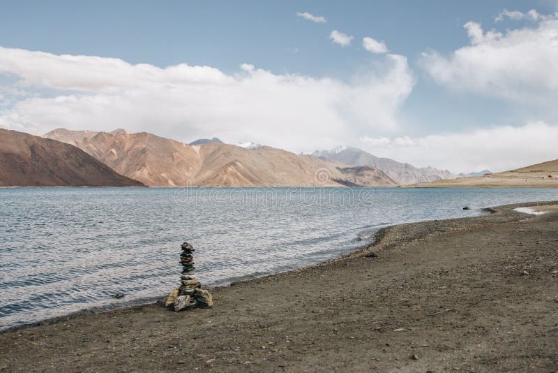 Stacked Rocks in Front of a Lake in the Indian Himalayan Mountains ...