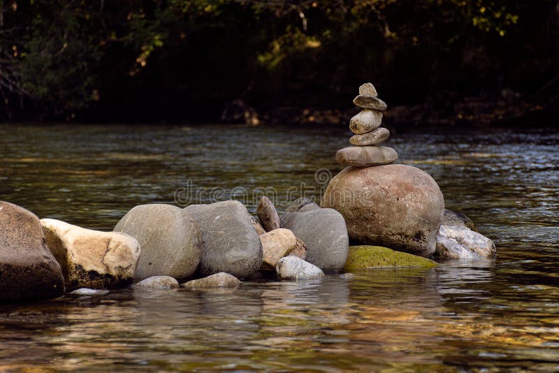 Stack Of River Rocks, Cairn Stock Photo - Image of pile, cairn: 13361762
