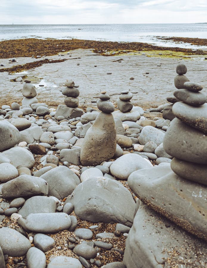 Stacked Rocks into a Standing Still Formation, Pebbles by the Beach Put ...