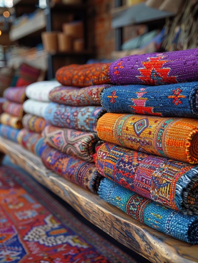 Stacked Rolls of Textile Showcase a Vibrant Selection of Colors and ...