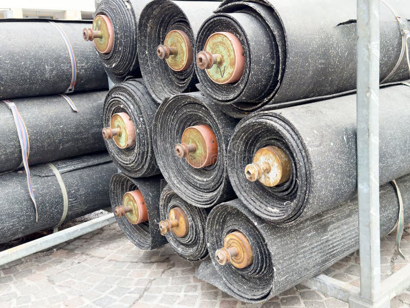 Stacked Roofing Felt Rolls on Pallet for Construction Usage Stock Image ...