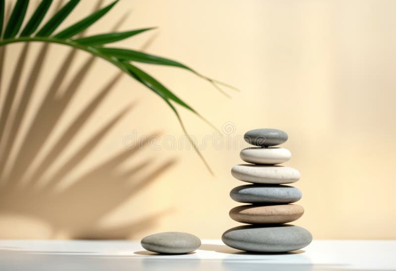 Stacked Round Stones Form Balanced Display on White Surface Against ...