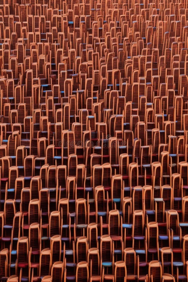 Stacked Rows of Identical Chairs Forming a Pattern Stock Illustration ...