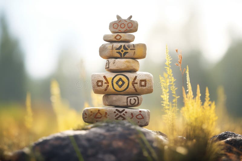 Stacked Rune Stones with Ancient Symbols Stock Image - Image of rune ...